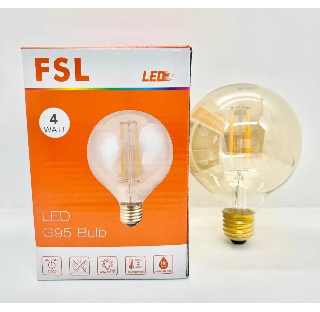 Ampolleta Filamento Vintage E27 G95 Globo 4w FSL – POWER LED CHILE