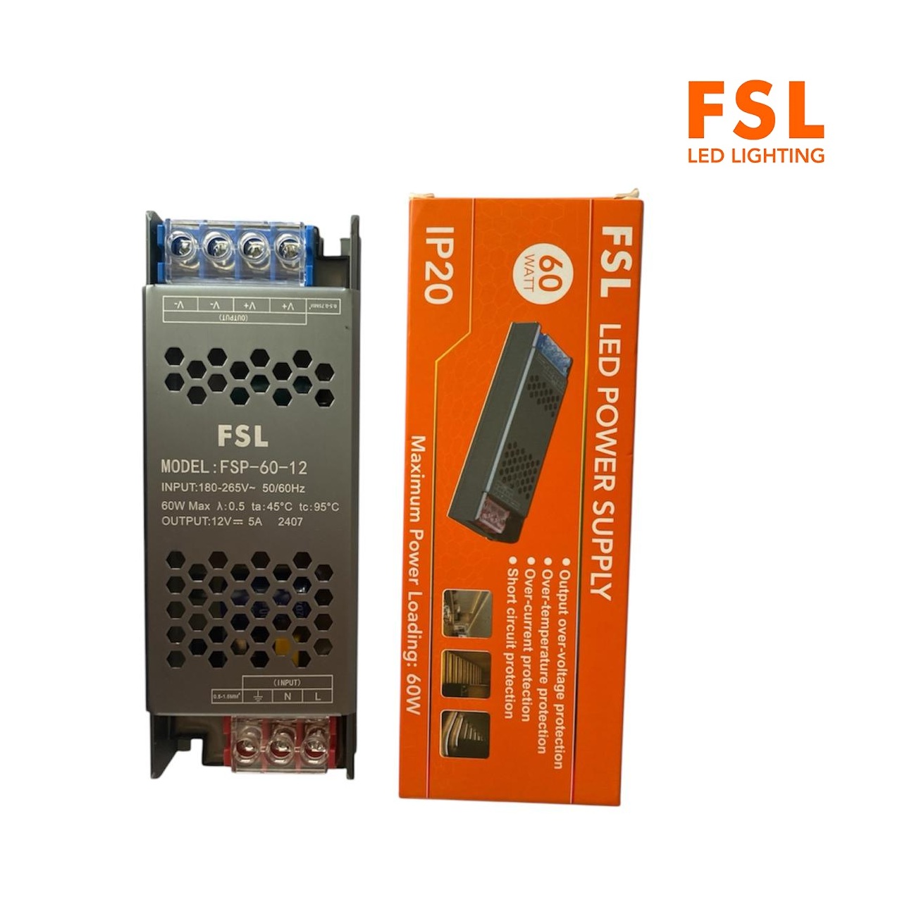 Driver Cinta LED DC12V 5A 60W 180-265V – POWER LED CHILE